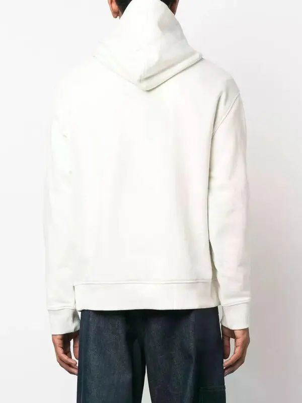 Calvin Klein Stacked Logo Cotton Hoodie - White