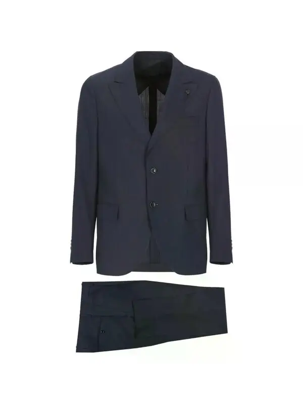 LARDINI Peak-lapel Wool Suit - Blue
