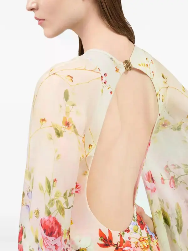Roberto Cavalli Floral Print Long Sleeve Swimsuit - Neutrals