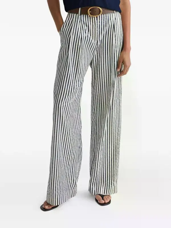 TWP Sequin-embellished Striped Trousers