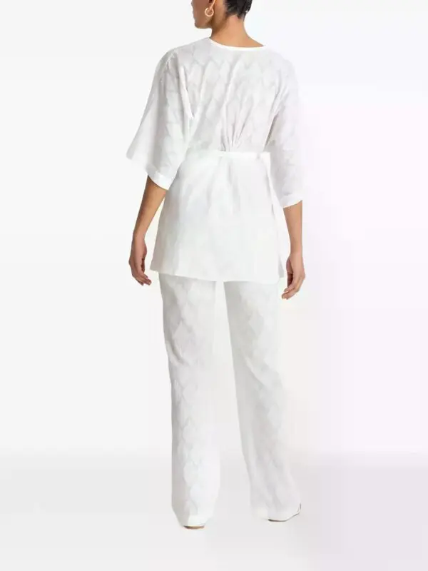 DIARRABLU Geometric Pattern Textured Wide Leg Trousers