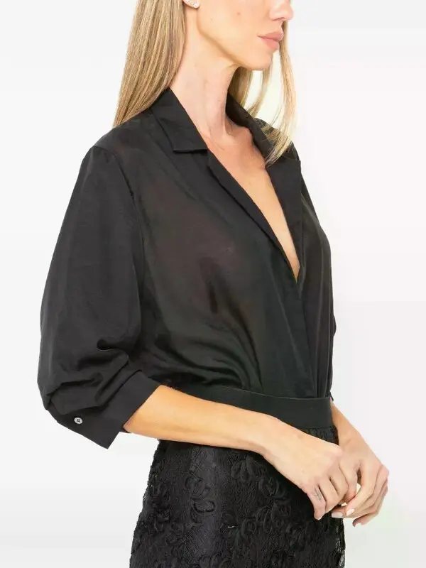JBQ Marceline Notched-collar Wrap Bodysuit