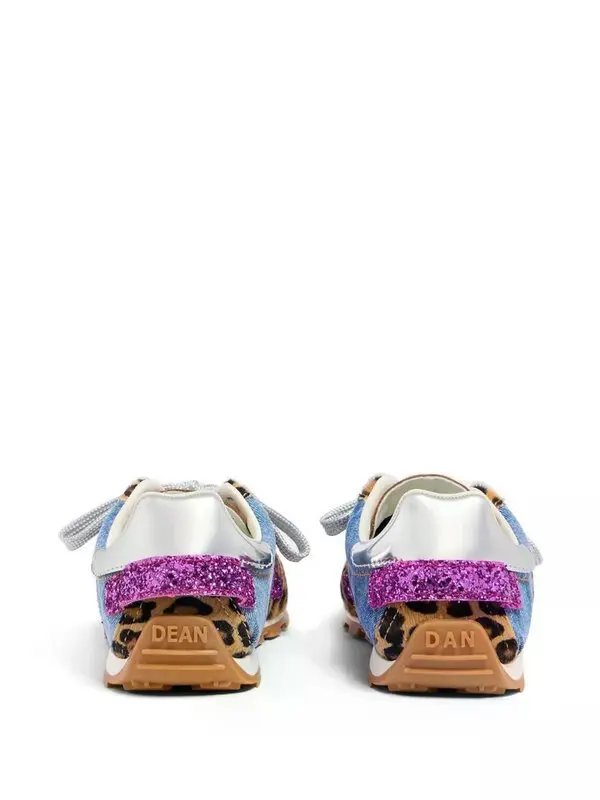 Dsquared2 Wild2 Leopard Print And Denim Lace-up Sneakers - Neutrals