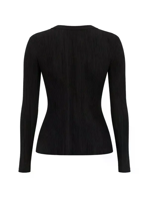 Guess Ribbed Knit Button-detail Sweater - Black