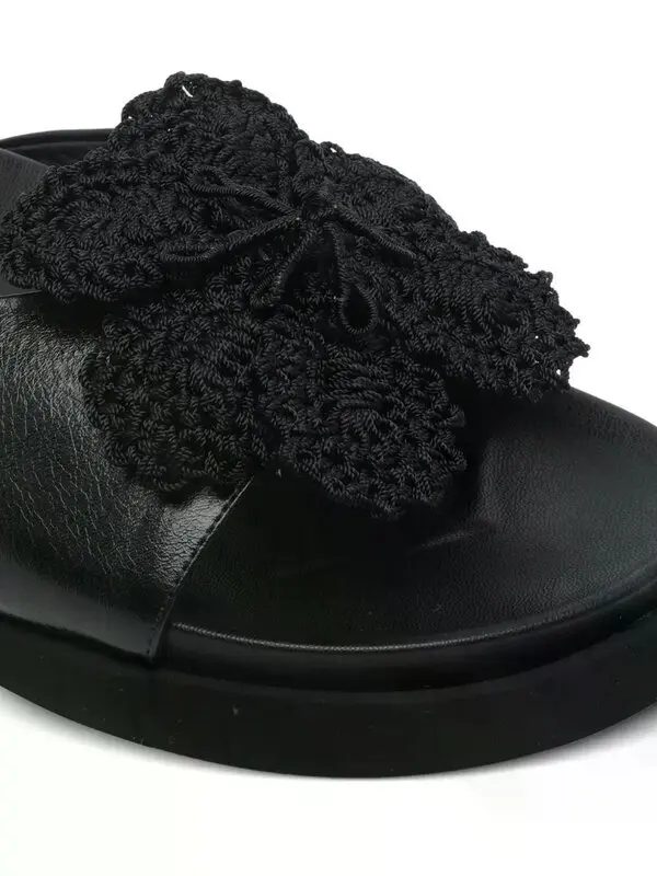 ANGEL ALARCON Crochet-flower Leather Sandals