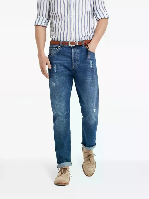 Brunello Cucinelli Distressed Straight-leg Jeans