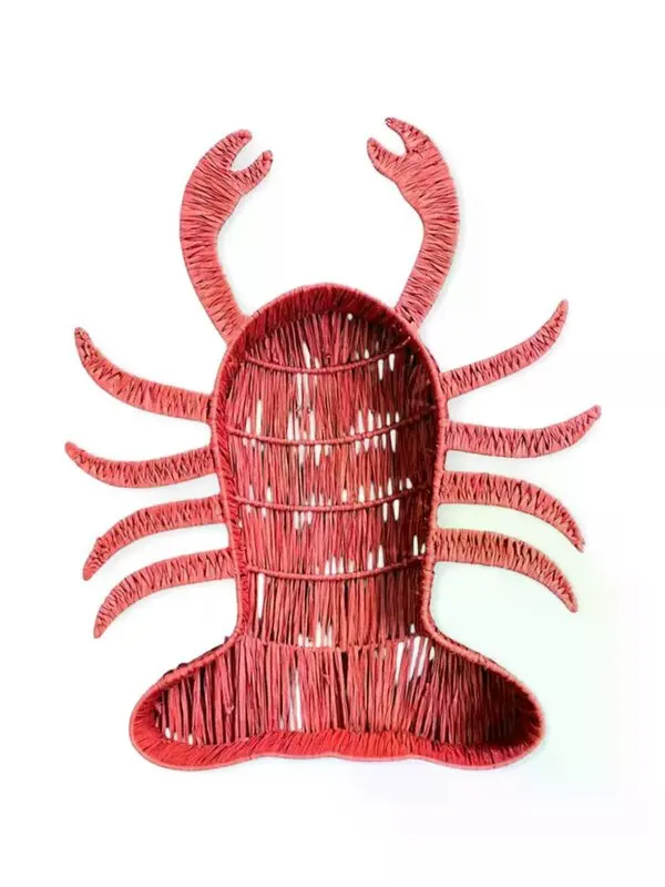 LES-OTTOMANS Lobster Raffia Basket - Red