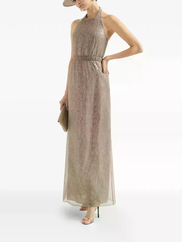 Brunello Cucinelli Sequined Halterneck Maxi Dress