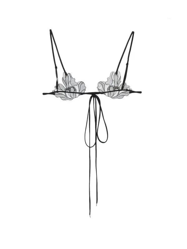 Patrizia Pepe Floral-lace Bra - Black