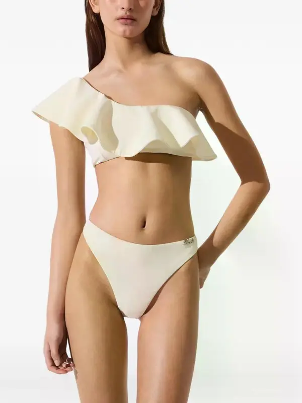 Karl Lagerfeld Ruffled One-shoulder Bikini Top