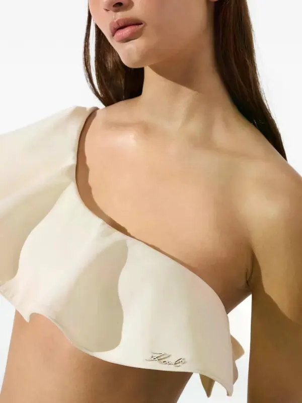 Karl Lagerfeld Ruffled One-shoulder Bikini Top