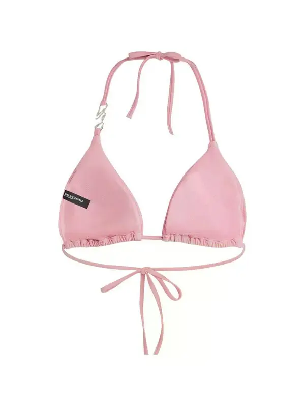 Karl Lagerfeld Triangle Bikini Top With Logo Hardware