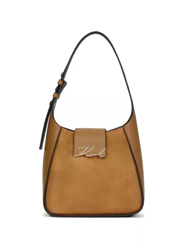Karl Lagerfeld K/signature Suede Shoulder Bag - Neutrals