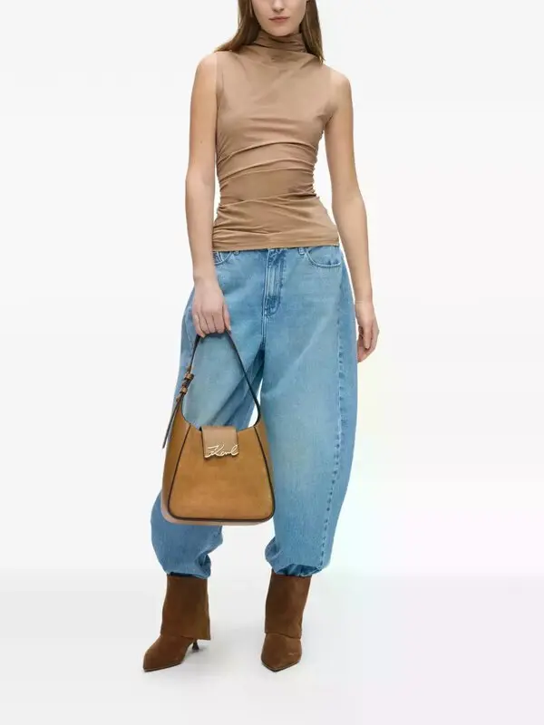 Karl Lagerfeld K/signature Suede Shoulder Bag - Neutrals