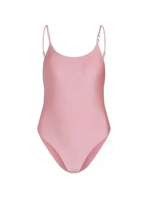 Karl Lagerfeld Logo-plaque Metallic Swimsuit - Pink