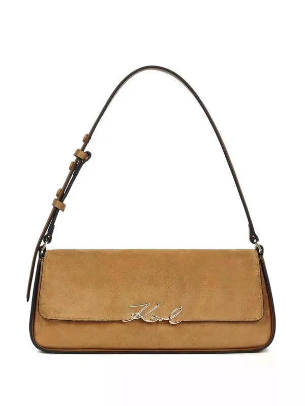Karl Lagerfeld Signature Suede Shoulder Bag