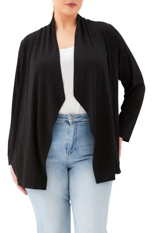 Karen Kane Open Front Travel Jersey Cardigan - Black