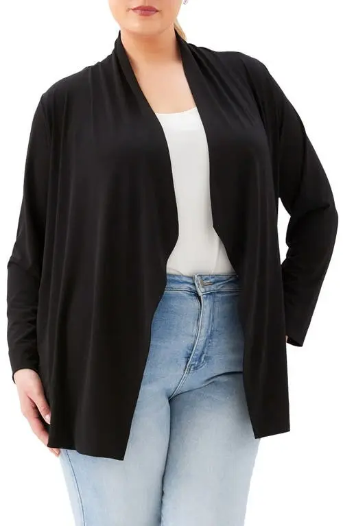 Karen Kane Open Front Travel Jersey Cardigan - Black