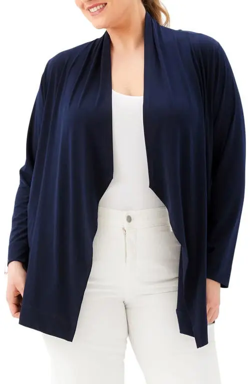 Karen Kane Open Front Travel Jersey Cardigan - Navy