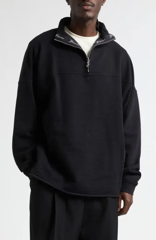 Jacquemus The Rond Carré Half Zip Sweatshirt - Black