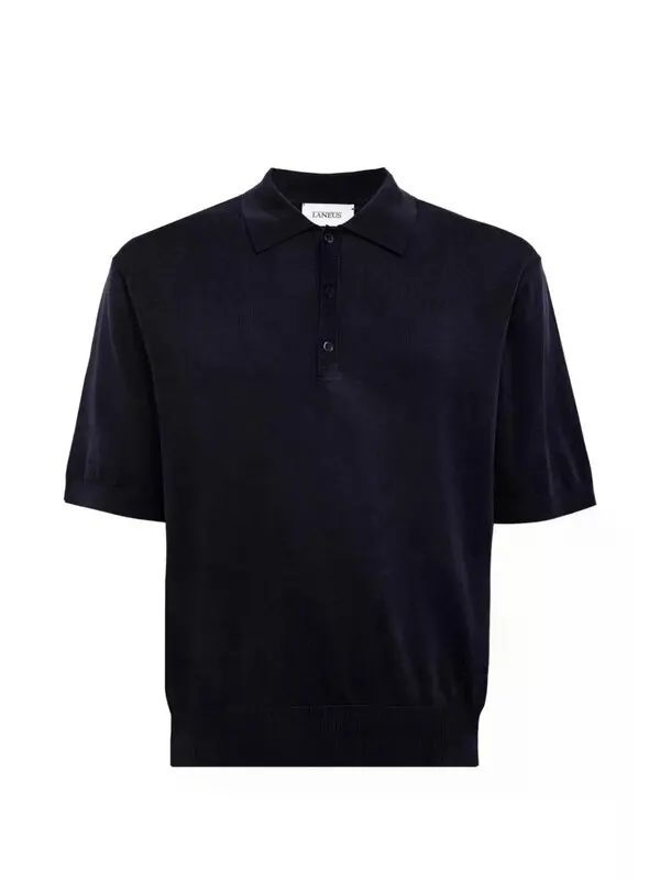 LANEUS Short-sleeve Knitted Polo Shirt - Blue