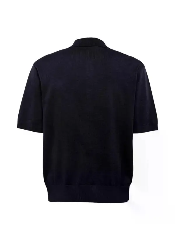 LANEUS Short-sleeve Knitted Polo Shirt - Blue