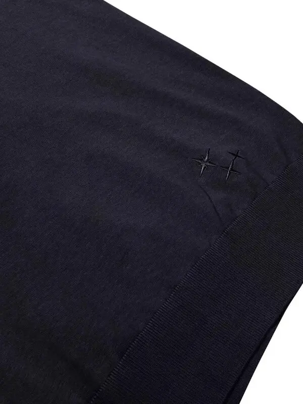 LANEUS Short-sleeve Knitted Polo Shirt - Blue