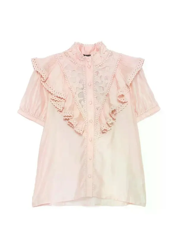 CENERE GB Lace-insert Ruffled Blouse