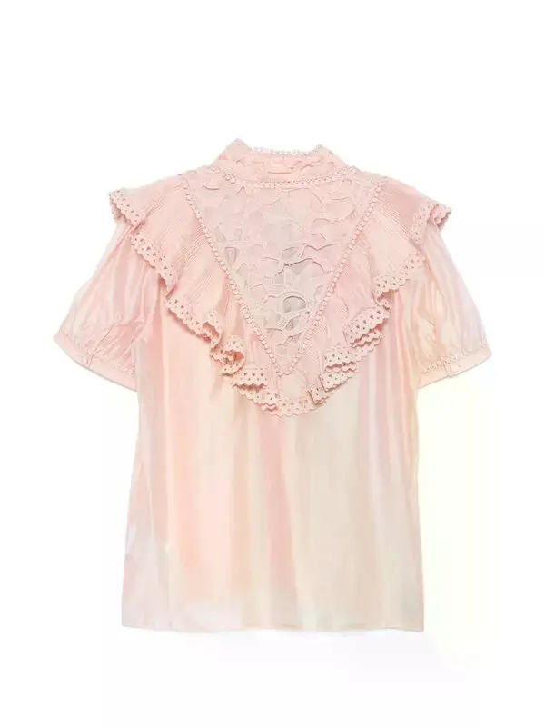 CENERE GB Lace-insert Ruffled Blouse