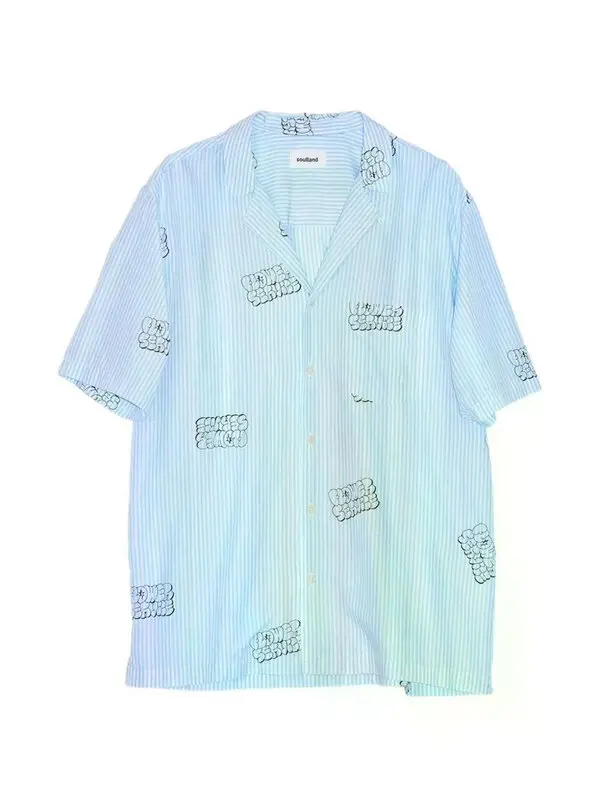 SOULLAND Orson Striped Shirt - Blue