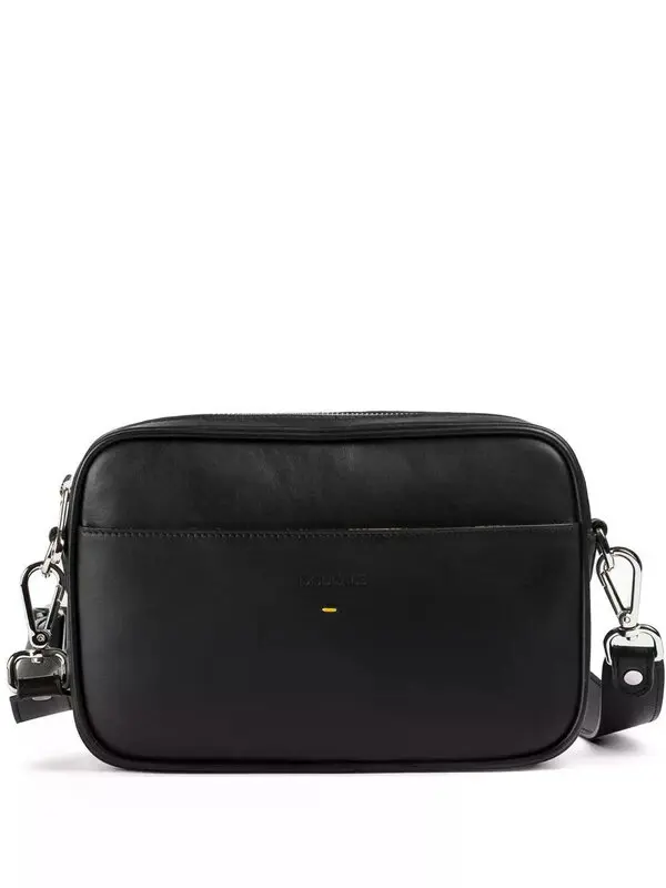 DOUCAL'S Debossed Leather Messenger Bag - Black