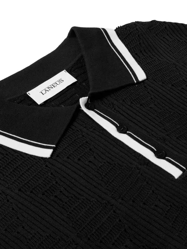 LANEUS Openwork-knit Polo Shirt