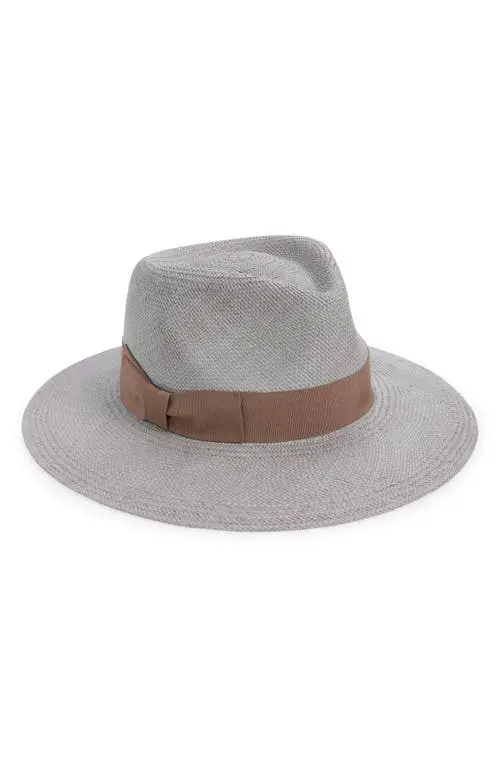 RENÉ MANTILLA, NEW YORK Woven Straw Fedora - Grey