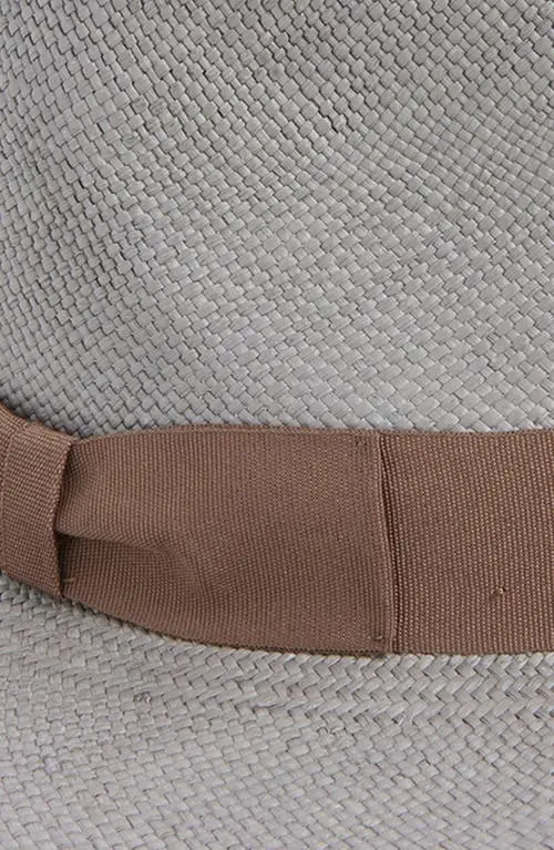 RENÉ MANTILLA, NEW YORK Woven Straw Fedora - Grey
