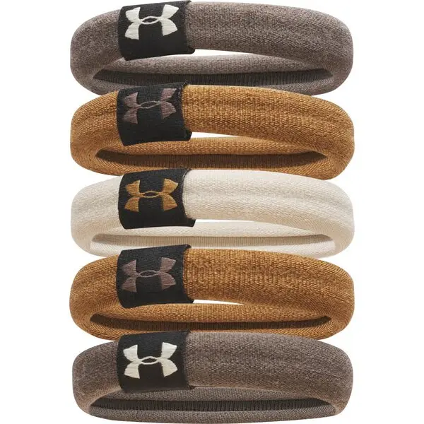 Under Armour Assorted Performance Hair Ties Pack Of 5 - Peppercorn/khaki Base