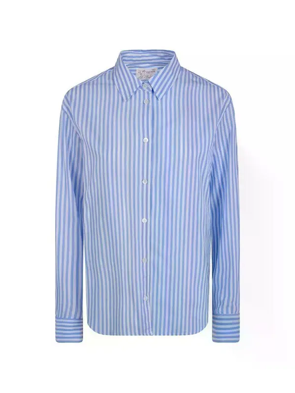 MC2 SAINT BARTH Vertical-stripe Logo-embroidered Shirt - Blue