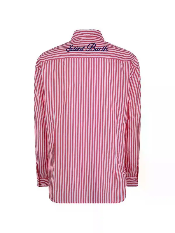 MC2 SAINT BARTH Meith Vertical-stripe Shirt - Red