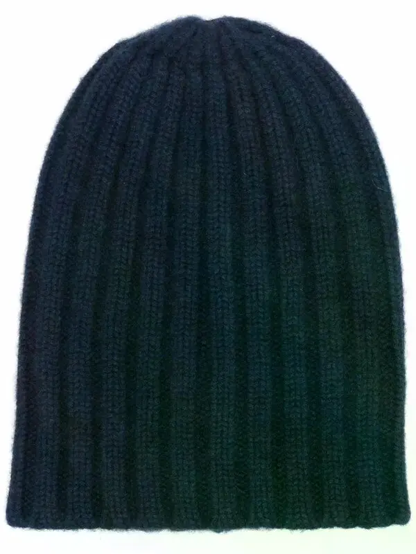 LANEUS Ribbed-knit Cashmere Beanie - Blue
