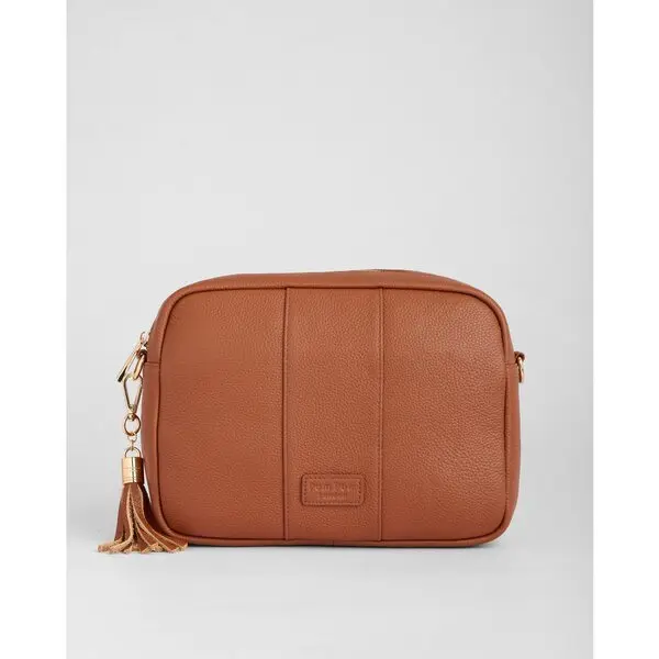 POM POM LONDON City Plus Crossbody Bag With Adjustable Straps - Chestnut
