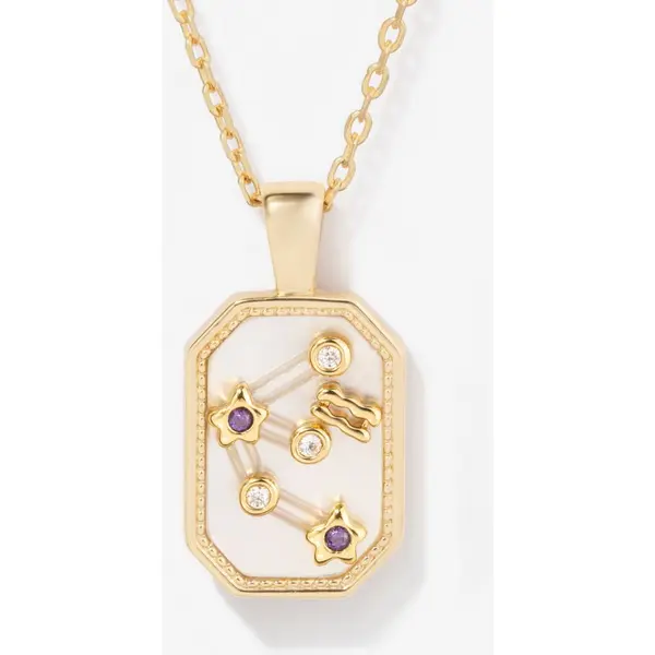 LITTLE SKY STONE Birthstone Zodiac Pendant Necklace - Aquarius/february
