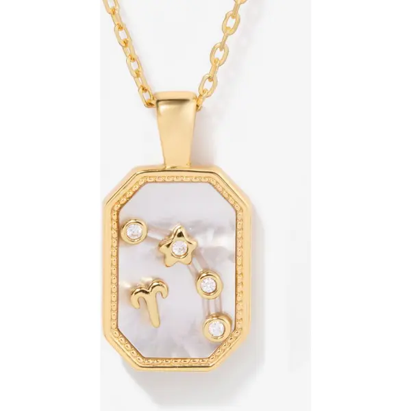 LITTLE SKY STONE Birthstone Zodiac Pendant Necklace - Aries/april