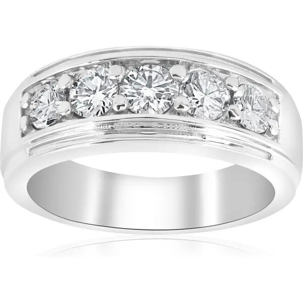 BLISS DIAMOND 1 1/2ct Lab Grown Diamond Ring In 10k Gold Five Stone - 10k White Gold