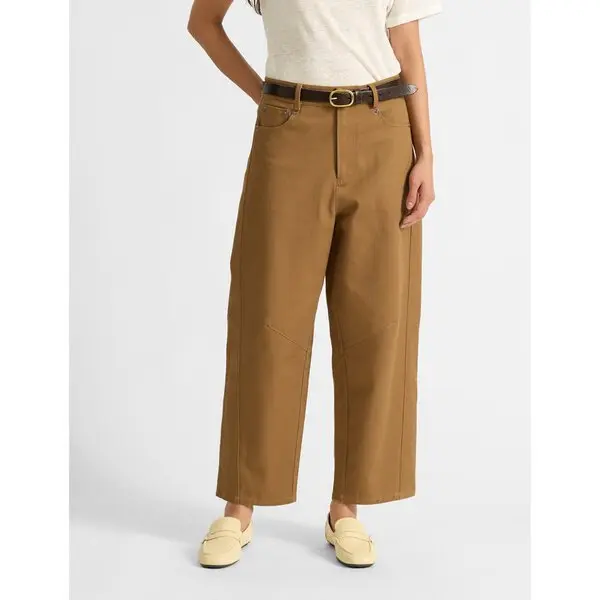 ALBARAY Cropped Barrel Trousers - Tan