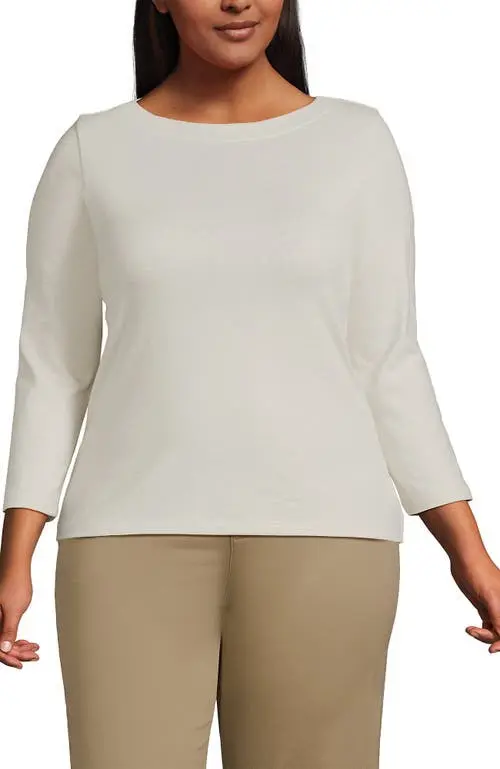 LANDS' END Mariner Jersey Boatneck Top - Oyster