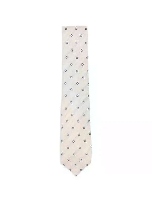 BARBA NAPOLI Floral-pattern Standard Neck Tie - Neutrals