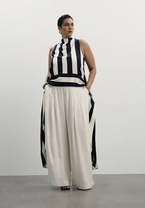 11 HONORE Pleated Wide Leg Trousers