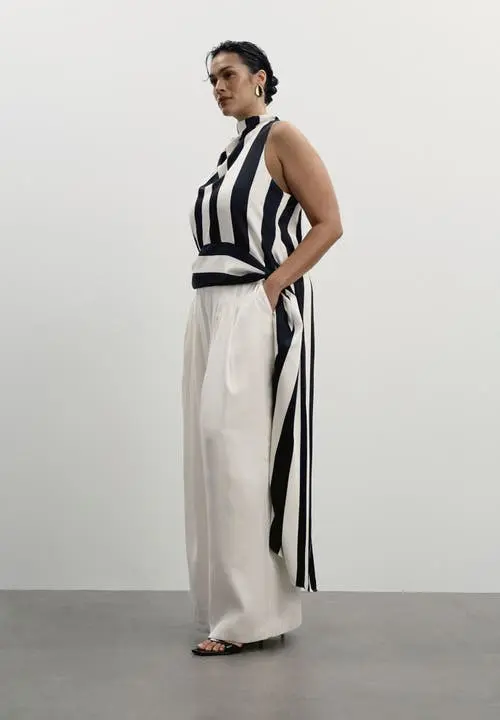 11 HONORE Pleated Wide Leg Trousers