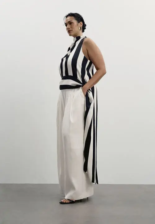 11 HONORE Pleated Wide Leg Trousers
