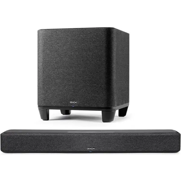 DENON Home Sound Bar 550 With Dolby Atmos And Heos Built-in And Home Wireless 8" Subwoofer With Heos - Black