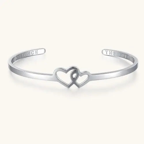 MANTRA Heart Stainless Steel Bracelet - Silver